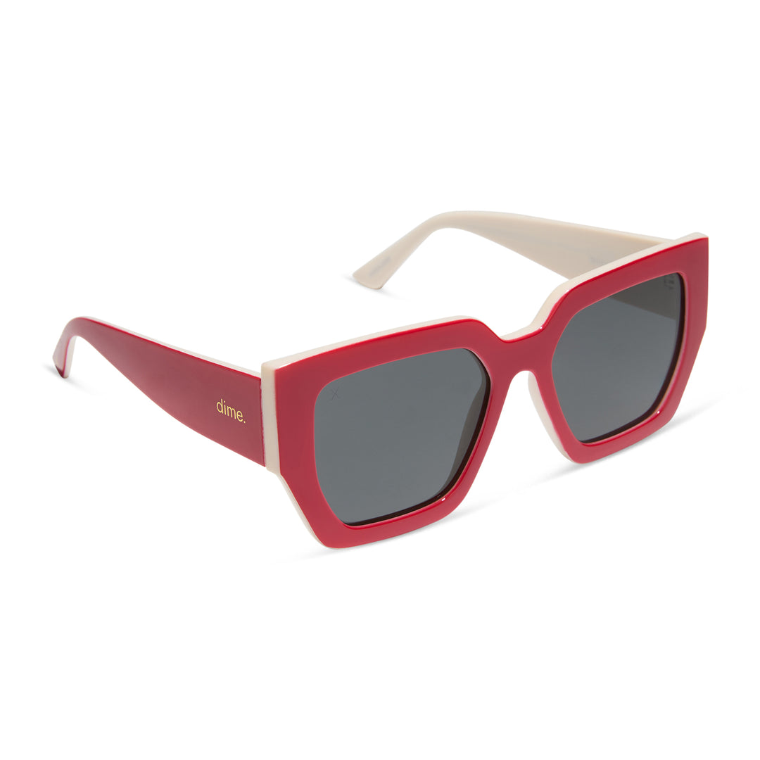 highland square sunglasses | ruby red + swiss coffee & grey polarized | dime optics – Dime Optics