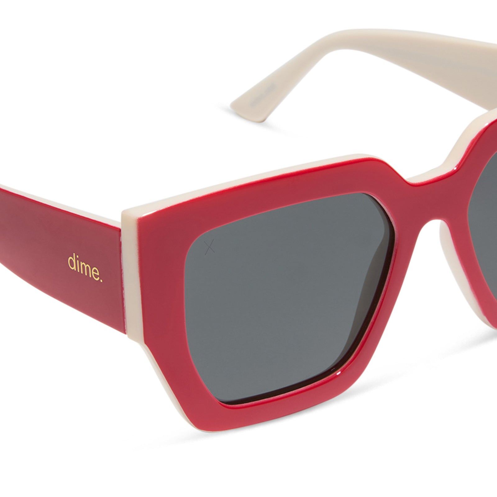 highland square sunglasses | ruby red + swiss coffee & grey polarized | dime optics – Dime Optics