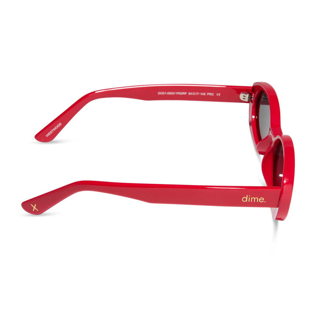 westwood round sunglasses | ruby red & grey polarized | dime optics – Dime Optics